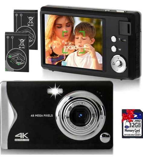Цифрова камера, компактна камера 4k 48mp fhd із sd-картою 32g, цифрова ...