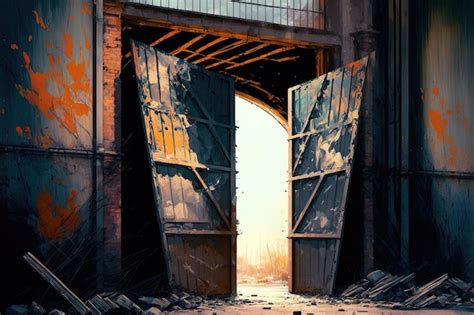 Premium AI Image Interior Of An Abandoned Warehouse With Broken Roll