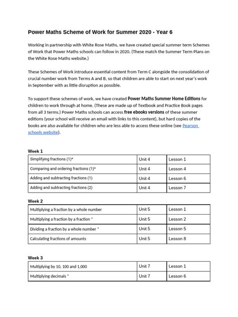 Power Maths Scheme Of Work For Y6 Summer Home Edition Pdf Area