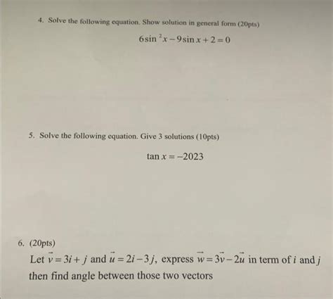 solved 4 solve the following equation show solution in