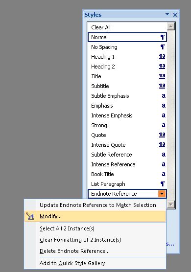 microsoft office word 2007 endnote cross reference
