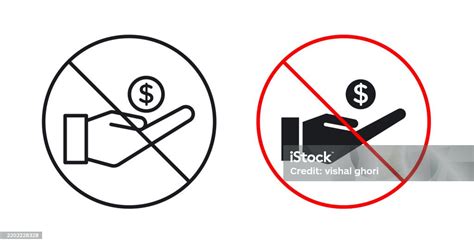 No Money Sign 2 Vector Icon Set In Black Color Stock Illustration Download Image Now