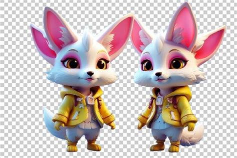 Premium Psd Chibi Anthropomorphic White And Yellow