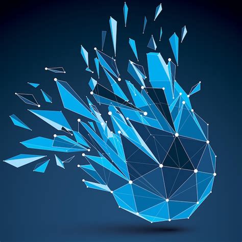 Premium Vector D Vector Digital Wireframe Spherical Object Broken Into Different Particles