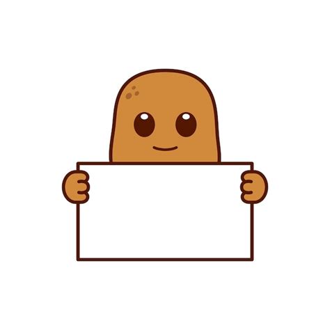 Premium Vector Cute Potato Character Holding A Blank Sign