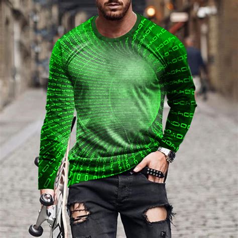 Jsaierl Long Sleeve T Shirt Men Tallmens Graphic Tees Vintage 3d