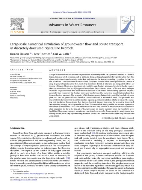 Pdf Large Scale Numerical Simulation Of Groundwater Flow And Solute Transport In Discretely