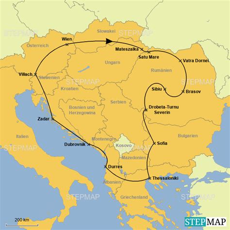 StepMap SÜDOSTEUROPA Landkarte für Deutschland