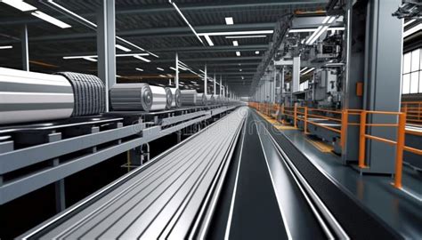 A Long Factory Assembling Conveyor Line For Your Manufacturing Process Generative Ai Stock