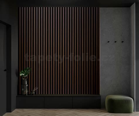 Dekorační panely dub tmavý 3D lamely na filcovém podkladu 270 x 30 cm tapety folie cz