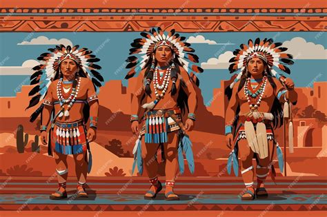 Native Americans Tuscon Terracotta Background Premium Ai Generated Vector