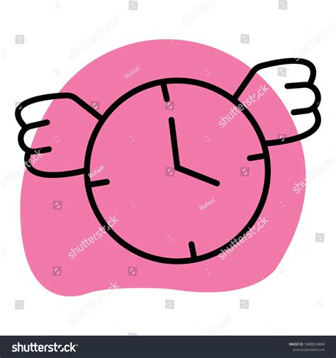 Clock Wings Circle Time Traditional Icon Stock Vector Royalty Free