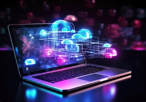 Premium Ai Image Neon Light Showing Cloud Computing On Tablet