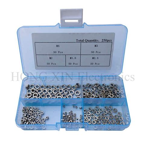 250pcs Set Nickel Plated M1 6 M2 M2 5 M3 M4 Carbon Steel Hex Nut