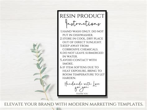 Ready To Print Resin Care Card Template Editable Resin Care Etsy