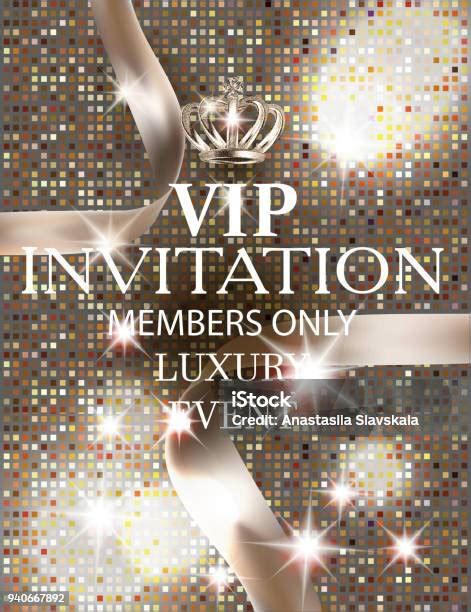 실크 리본 및 질감된 배경 Vip 초대 카드 벡터 일러스트 레이 션 고급에 대한 스톡 벡터 아트 및 기타 이미지 고급 금 금속 독점 Istock