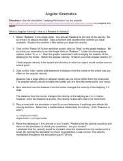 Lab Angular Kinematics Pdf Angular Kinematics Directions Use The