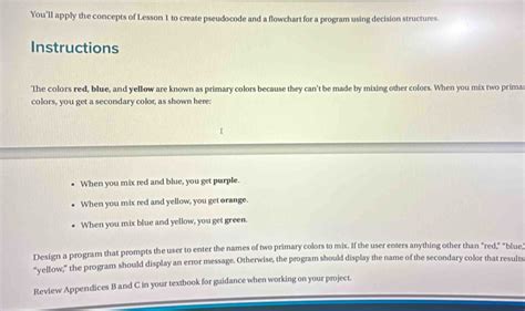 solved you ll apply the concepts of lesson 1 to create pseudocode and a flowchart for a program