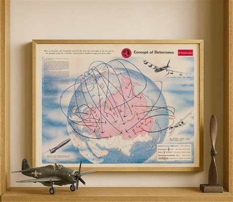 Concept Of Deterrence Cold War Map Vintage Military Strategy Poster