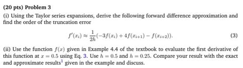 Solved Finite Divided Difference Approximations Of