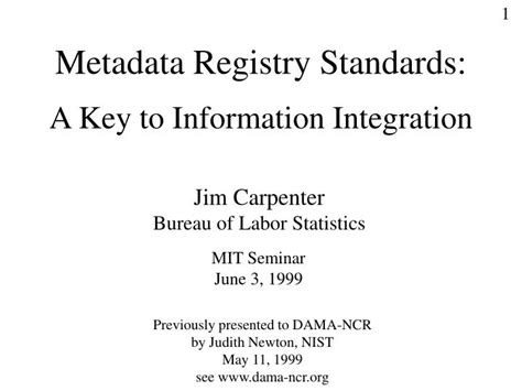 ppt metadata registry standards a key to information integration