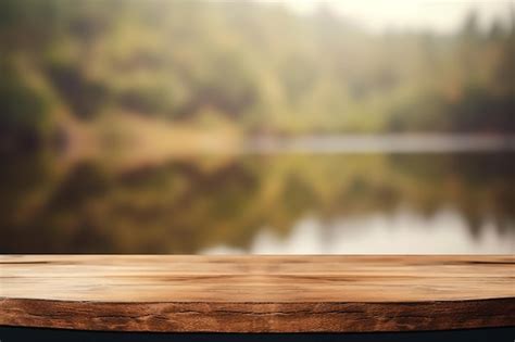 premium photo empty wooden table for product display