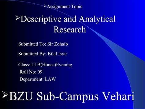 Descriptive And Analytical Research Ppt Science