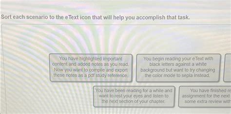 Solved Sort Each Scenario To The Etext Icon That Will Help Chegg