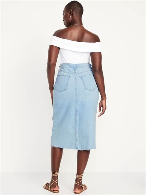 High Waisted Jean Midi Skirt Old Navy