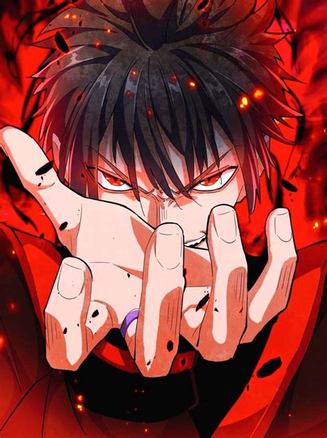 An Anime Character Holding His Hands Up In Front Of Him