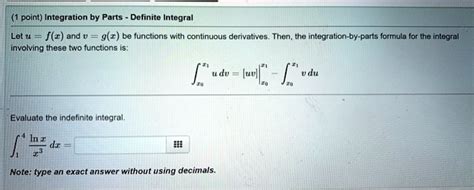 Integration By Parts Definite Integral