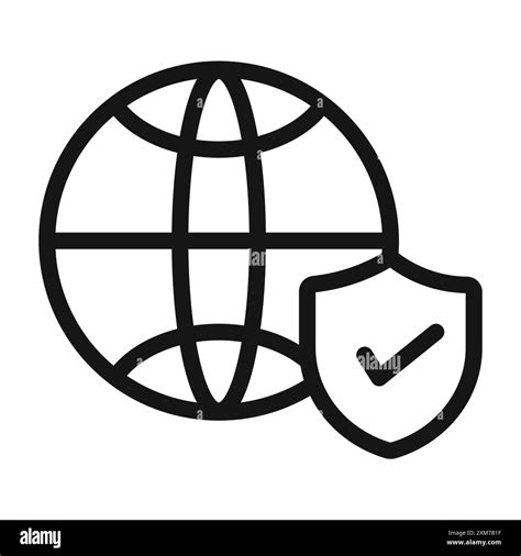 Web Security Icon Black Line Art Vector In Black And White Outline Set Collection Sign Stock