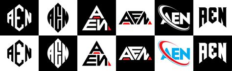 Aen Letter Logo Design In Six Style Aen Polygon Circle Triangle Hexagon Flat And Simple