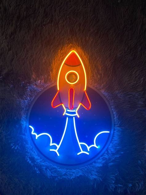 Spaceship Led Sign Rocket Neon Sign Wall Decor Spaceship Art Sign