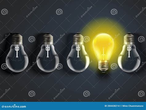 Illuminated Warm Light Bulb In The Dark Concept Of Problem Resolved Understand Question