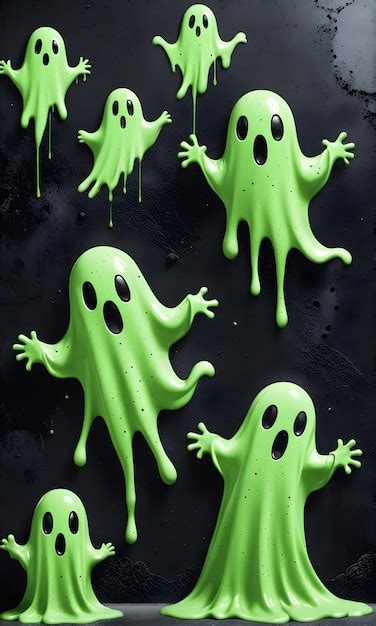 Premium Ai Image Green Ghost Halloween Background Illustration