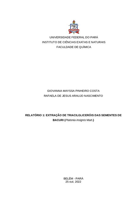 Relatorio De Extração Manuais Projetos Pesquisas Química Orgânica