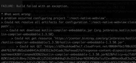reactnative 0 61 5 initiate error reporting could not download kotlin