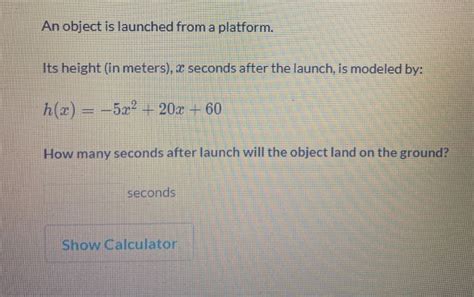 Solved An Object Is Launched From A Platform Its Height In Chegg