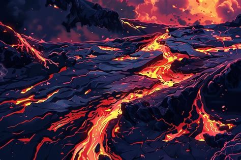Flowing Red Lava Background Premium Ai Generated Image