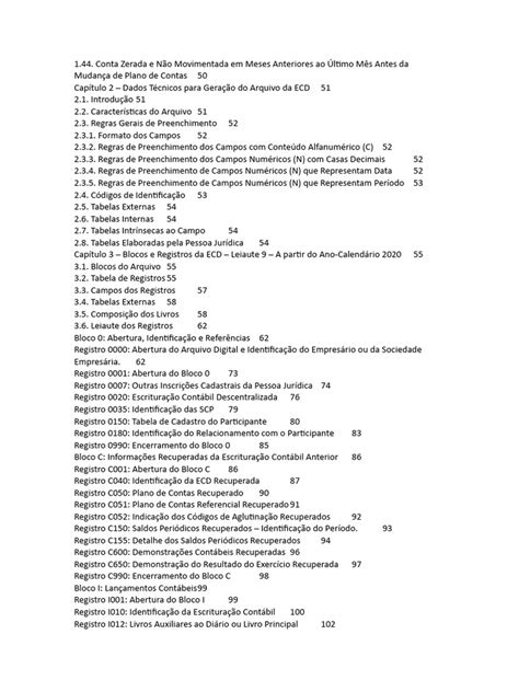 Manual De Orientação Da Ecd Leiaute 9 21 12 2023 Parte 3 De 5 Pdf Contabilidade