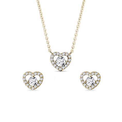 Yellow Gold And Diamond Heart Jewelry Set Klenota