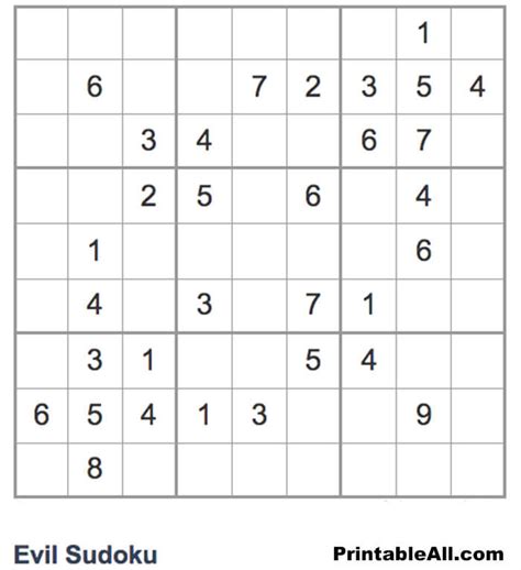 Printable Evil Sudoku 11 Free Download And Print For You