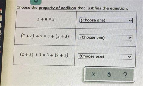 Solved Choose The Property Of Addition That Justifies The