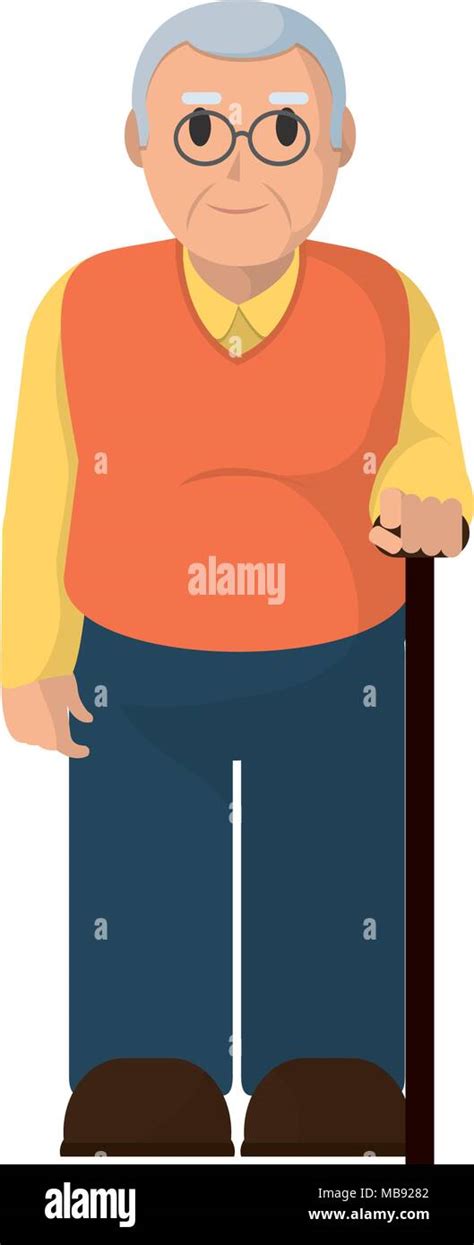 Old Man With Glasses And Walking Stick Stock Vector Image And Art Alamy