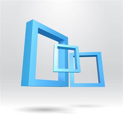 Premium Vector Three Blue Rectangular 3d Frames