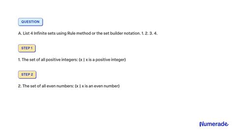 Solved A List 4 Infinite Sets Using Rule Method Or The Set Builder