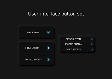 Very High Detailed Black User Interface Button Set 1225432 Vector Art