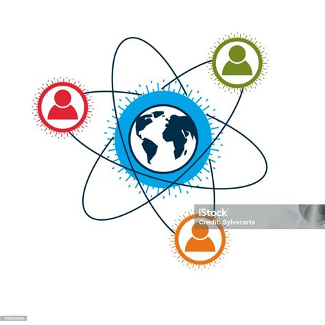 세상과 사람이 창조 고유 벡터 기호 다른 아이콘으로 만들었습니다 시스템과 사회 매트릭스 서명 사람과 인류는 서로 상호 작용