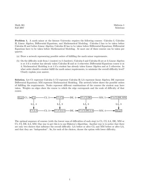 Exam 1 Problem With Solutions Discrete Math Model Math 381 Docsity